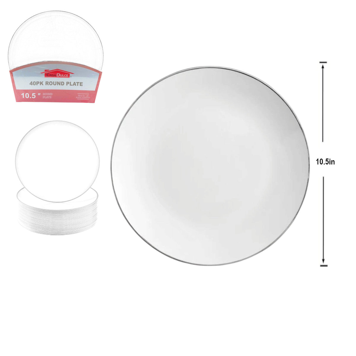 DP407 - White Plate Silver Rim 10 In-40 Pc Set – Tov Lev Wholesale