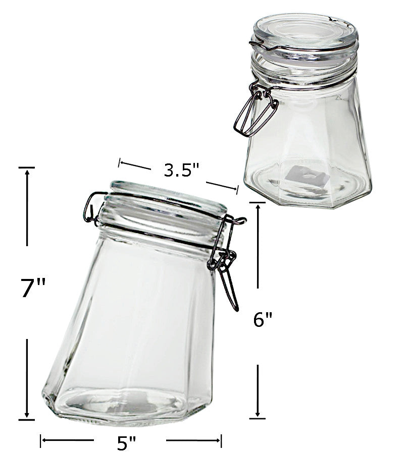 GJ5399 - Glass Jar Slanted Latched 1 Liter-34 oz – Tov Lev Wholesale